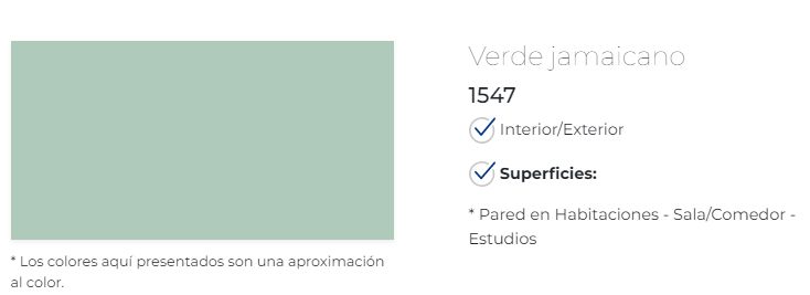 Pintura Viniltex Advanced verde Jamaicano 1547 1/4 Galón Pintuco